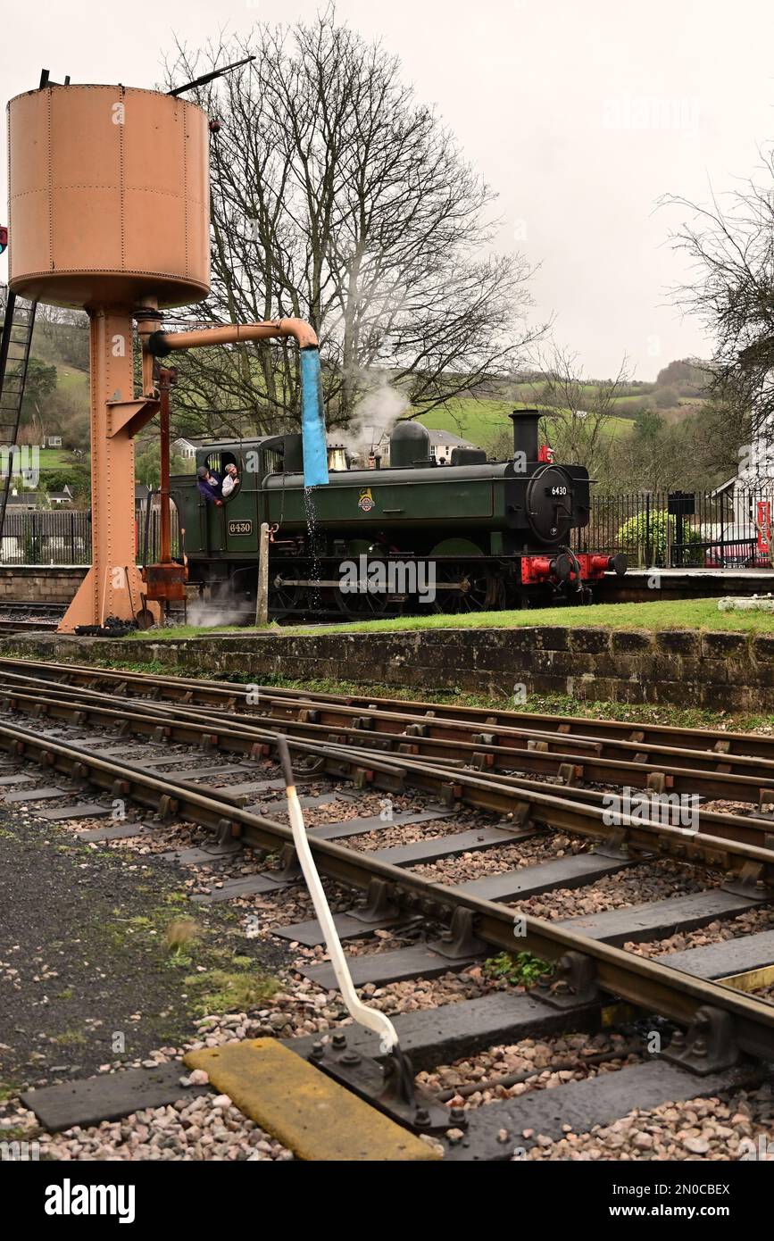 GWR 6400 class pannier tank No 6430 beside the water tower at ...