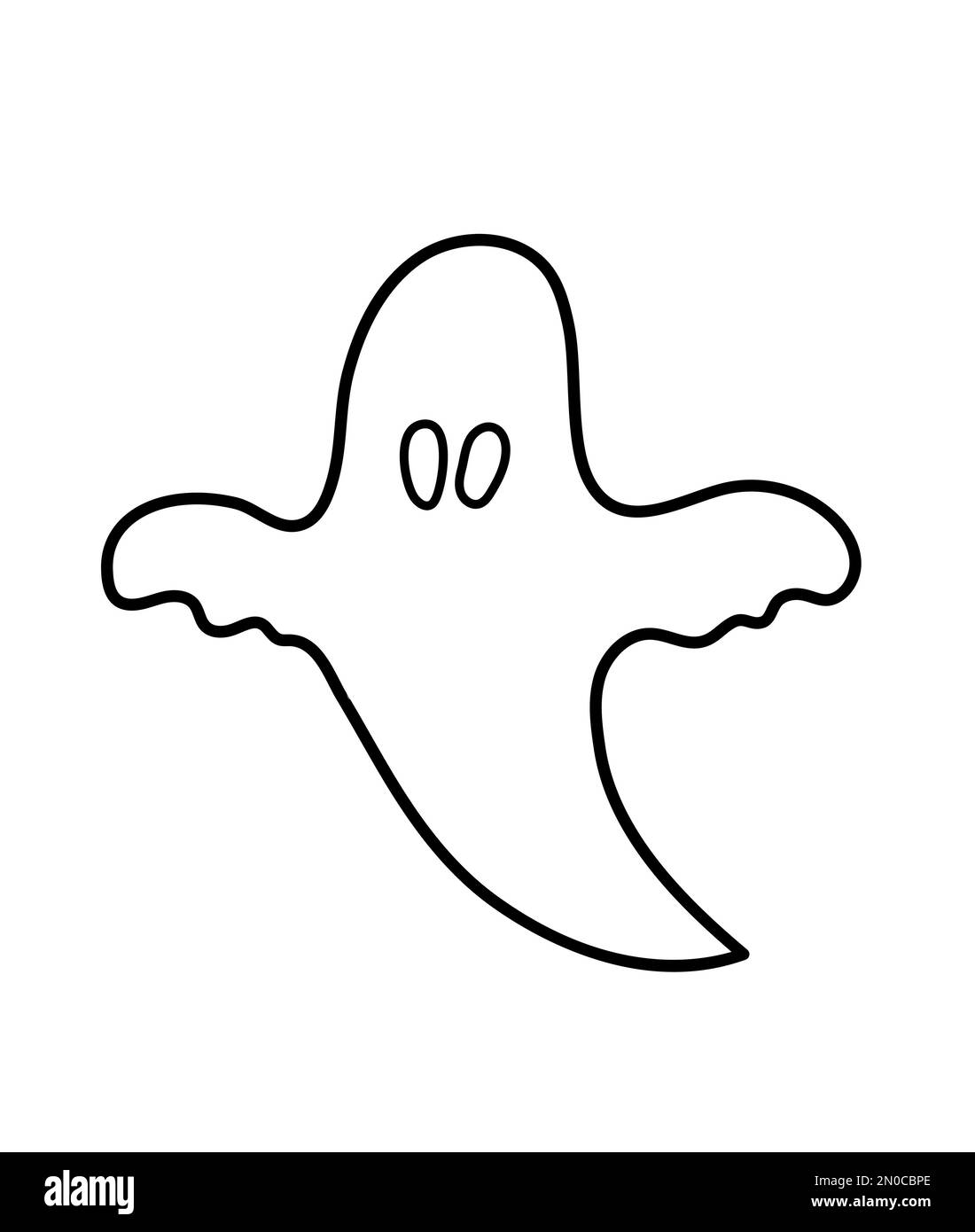 Cute vector ghost. Black and white Halloween character icon. Autumn all ...