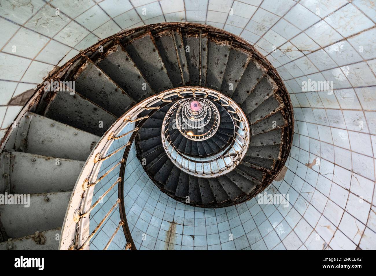 The staircase of the lighthouse Phare de la Coubre, the fifth-highest ...