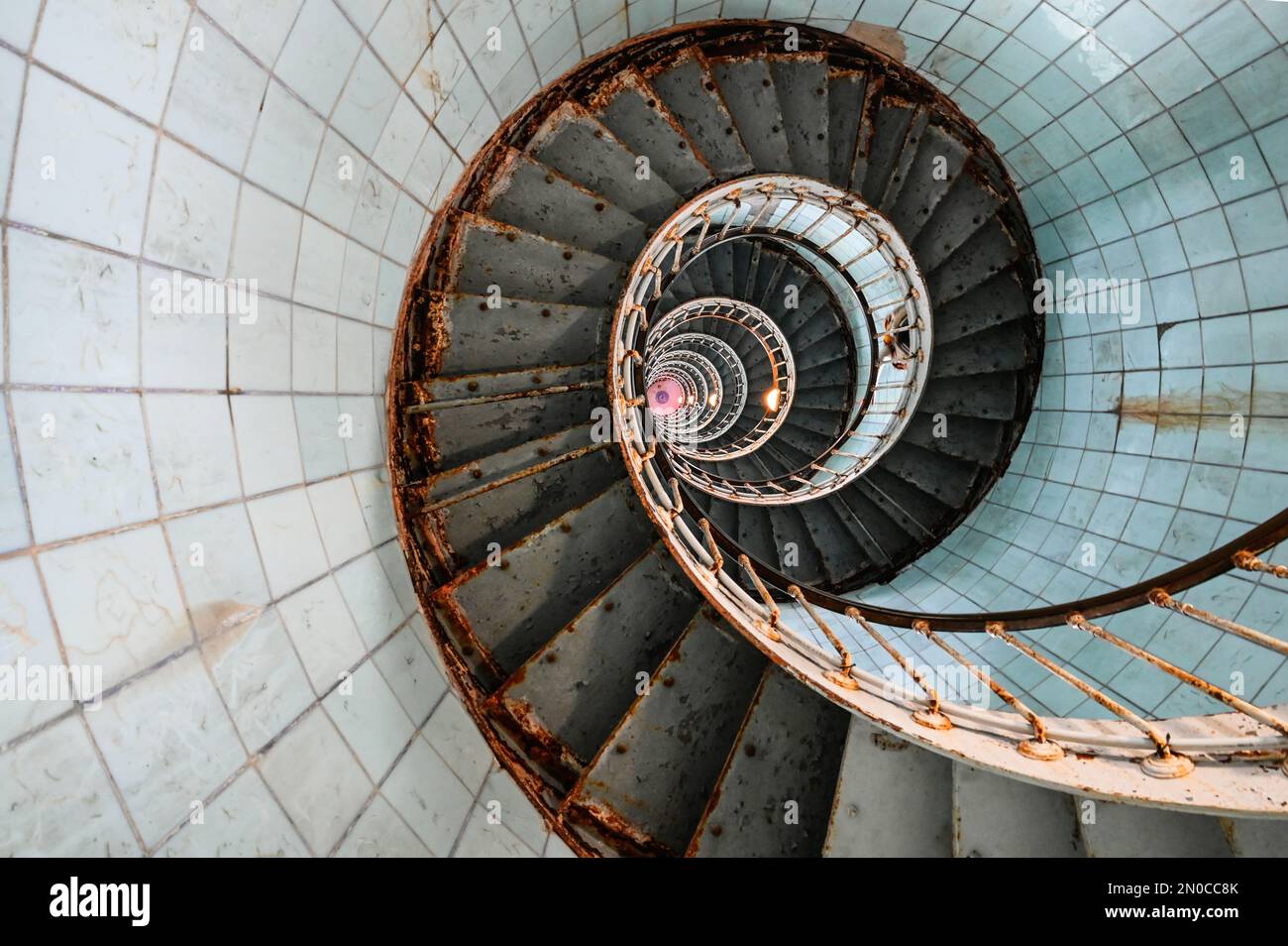 The staircase of the lighthouse Phare de la Coubre, the fifth-highest ...