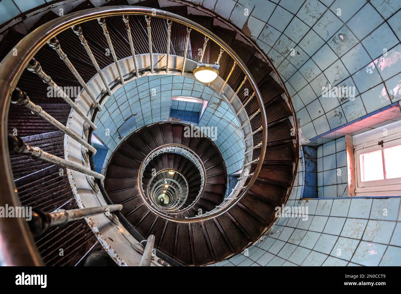 The staircase of the lighthouse Phare de la Coubre, the fifth-highest ...