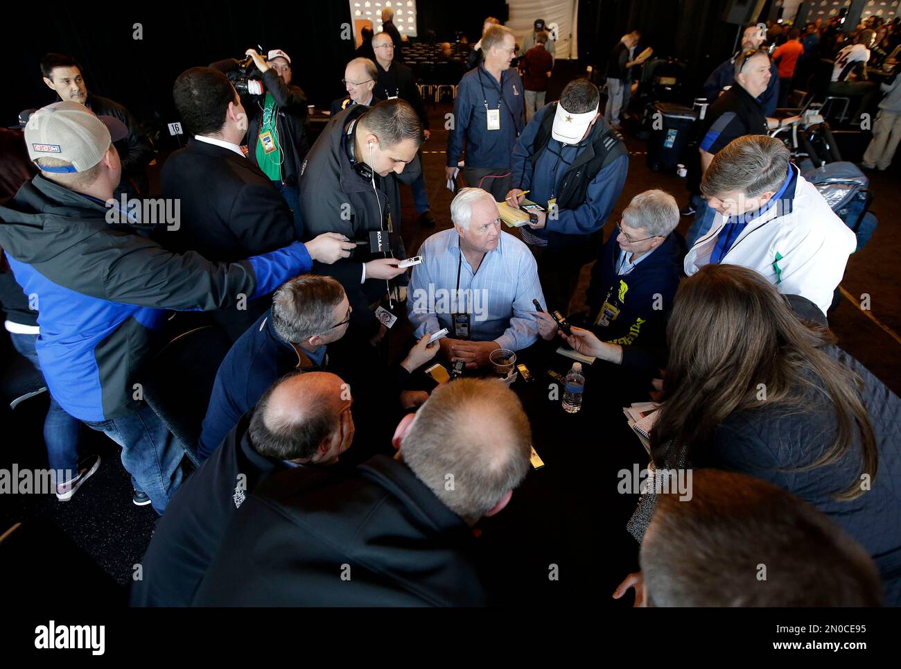 Denver Broncos defensive coordinator Wade Phillips speaks to reporters ...
