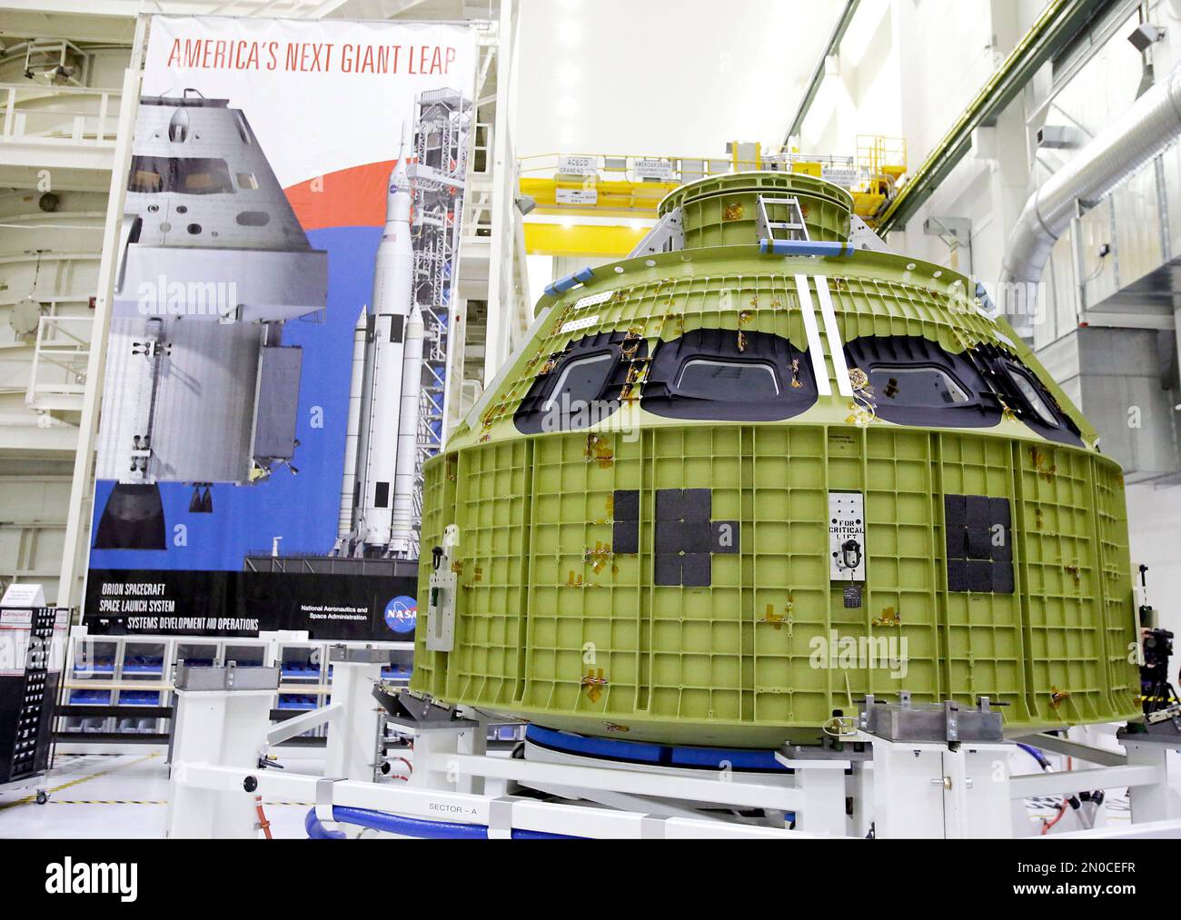 The Orion crew module that will fly atop the Space Launch System rocket ...