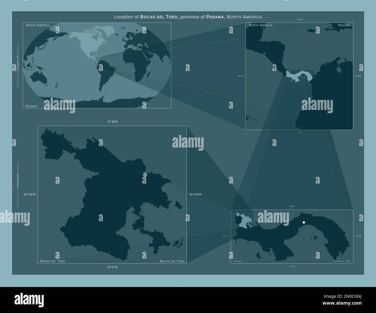 Bocas del Toro, province of Panama. Diagram showing the location of the ...