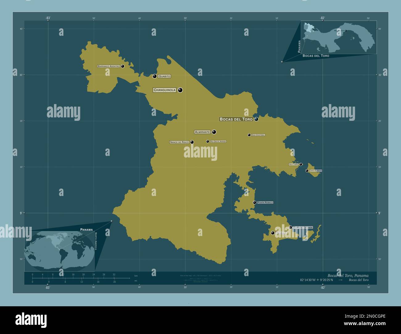 Land Map Bocas Del Toro Panama Bocas Del Toro Province Map Design,