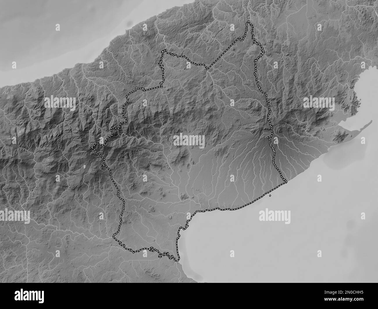 Cocle, province of Panama. Grayscale elevation map with lakes and ...