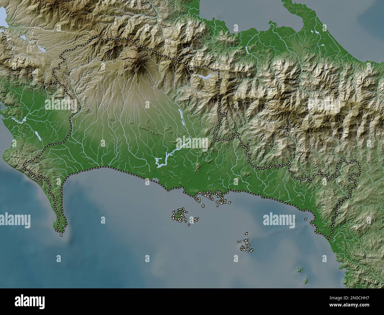 Chiriqui, province of Panama. Elevation map colored in wiki style with ...