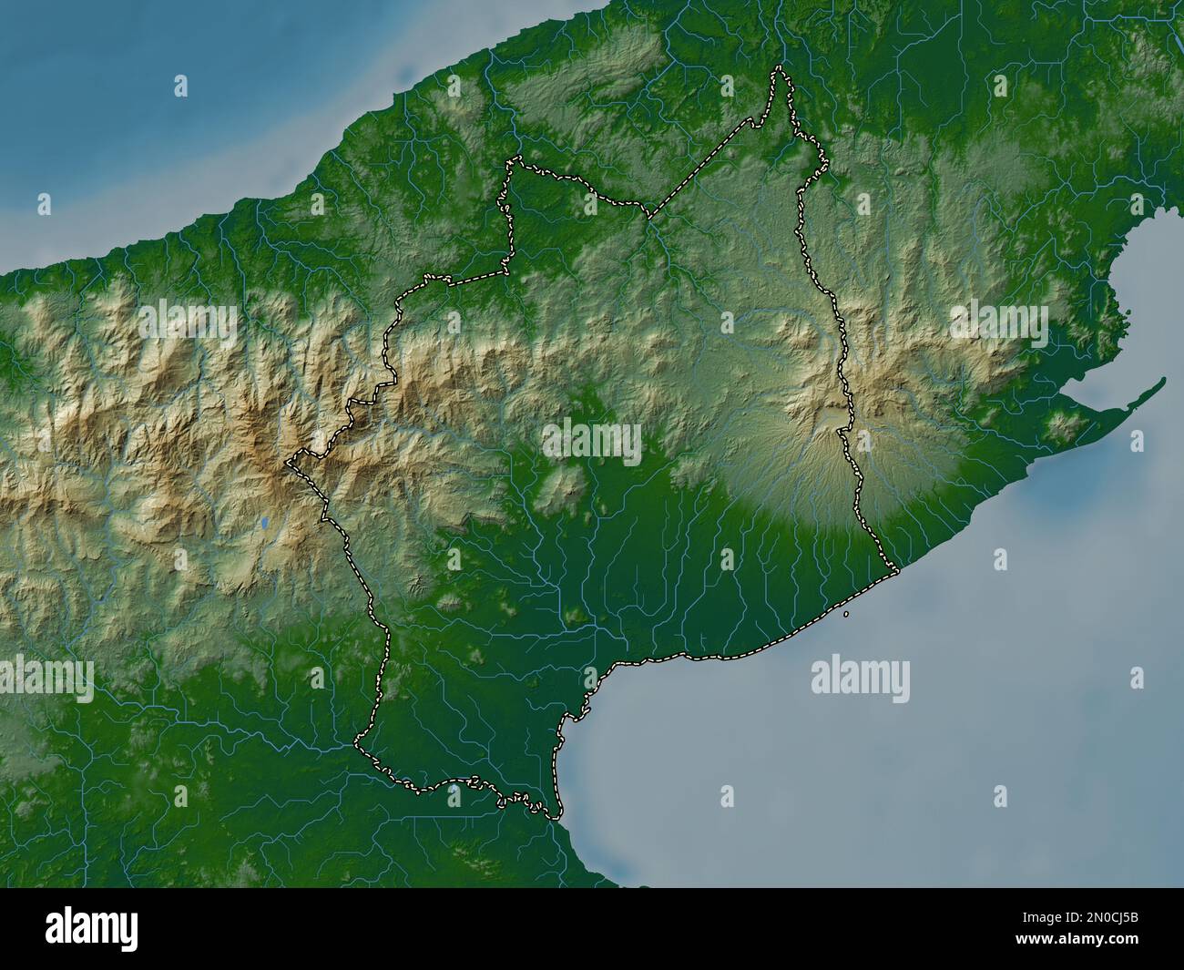 Cocle, province of Panama. Colored elevation map with lakes and rivers ...