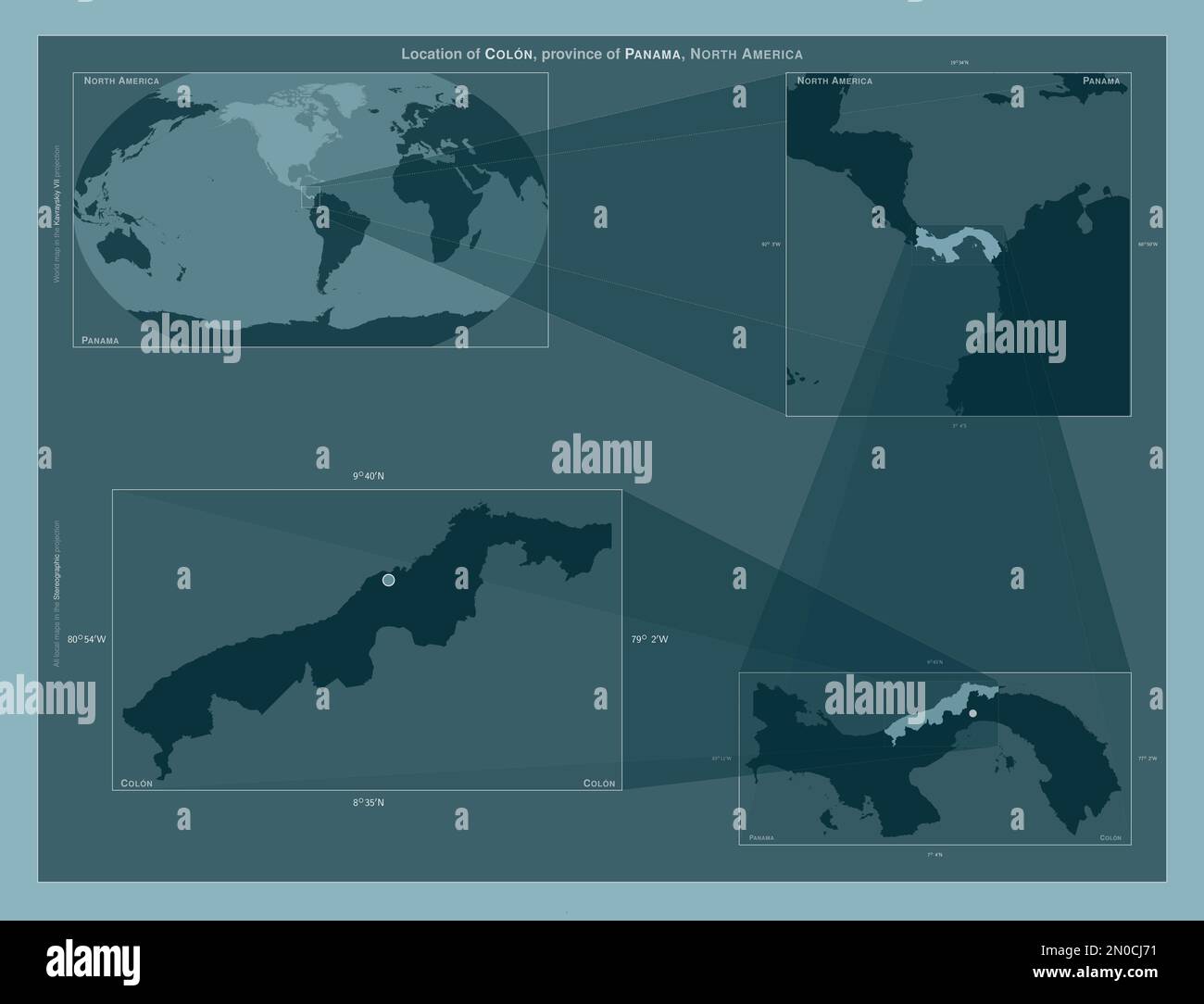 Colon, province of Panama. Diagram showing the location of the region ...
