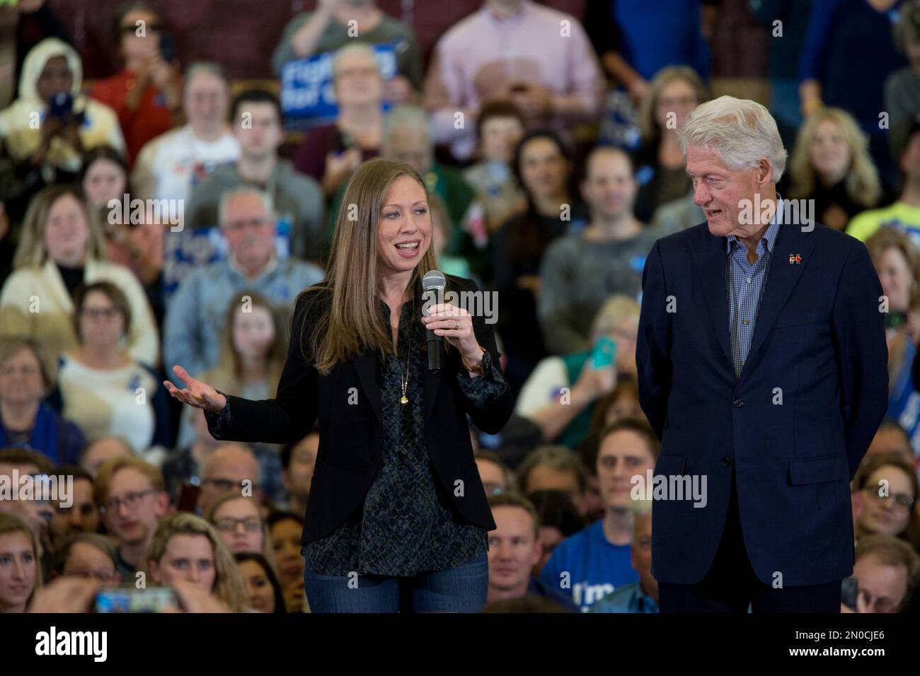 Former President Bill Clinton, right, and daughter Chelsea Clinton ...