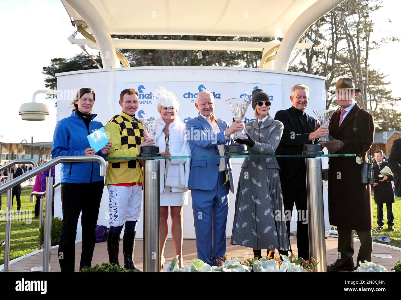 Jockey Paul Townend, horse owner Marie Donnelly, trainer Willie Mullins ...