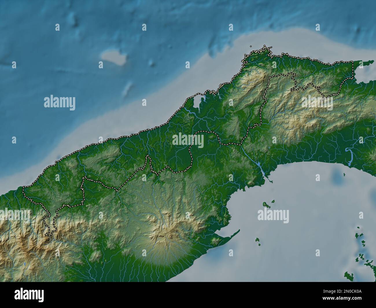 Colon, province of Panama. Colored elevation map with lakes and rivers ...