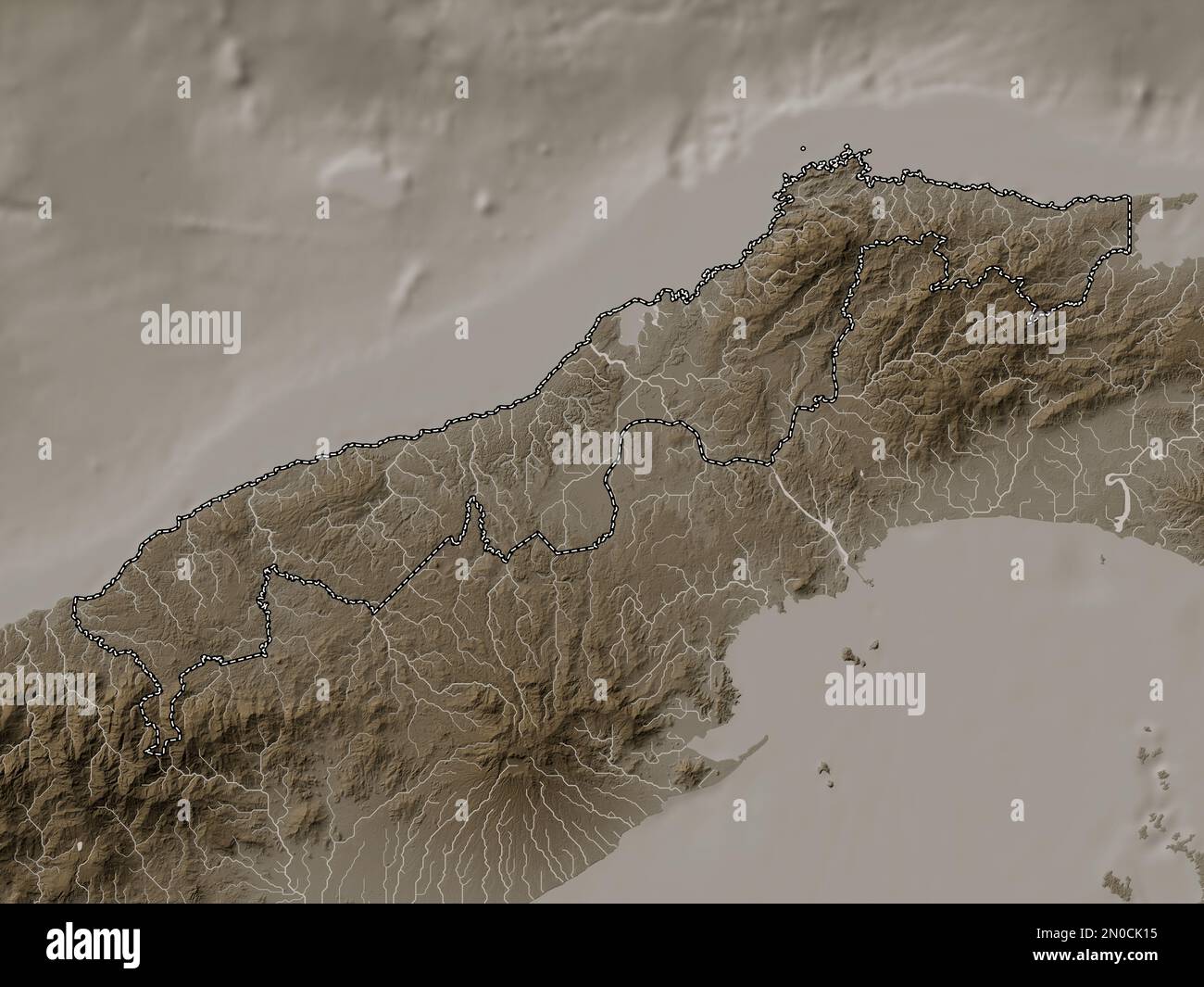 Colon, province of Panama. Elevation map colored in sepia tones with ...