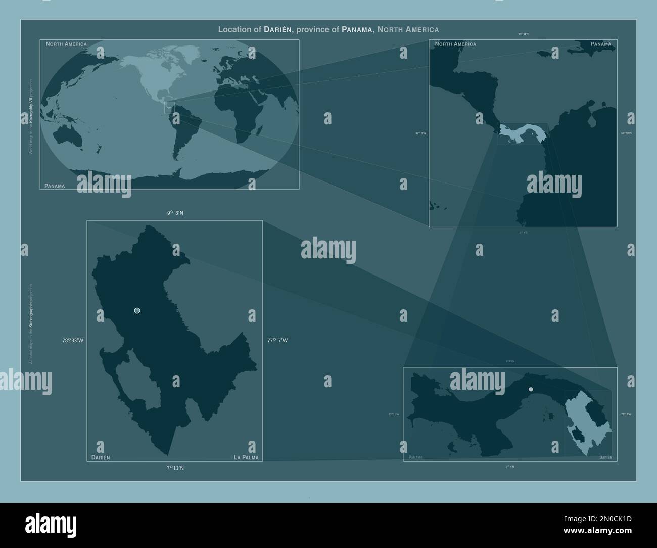 Darien, province of Panama. Diagram showing the location of the region ...
