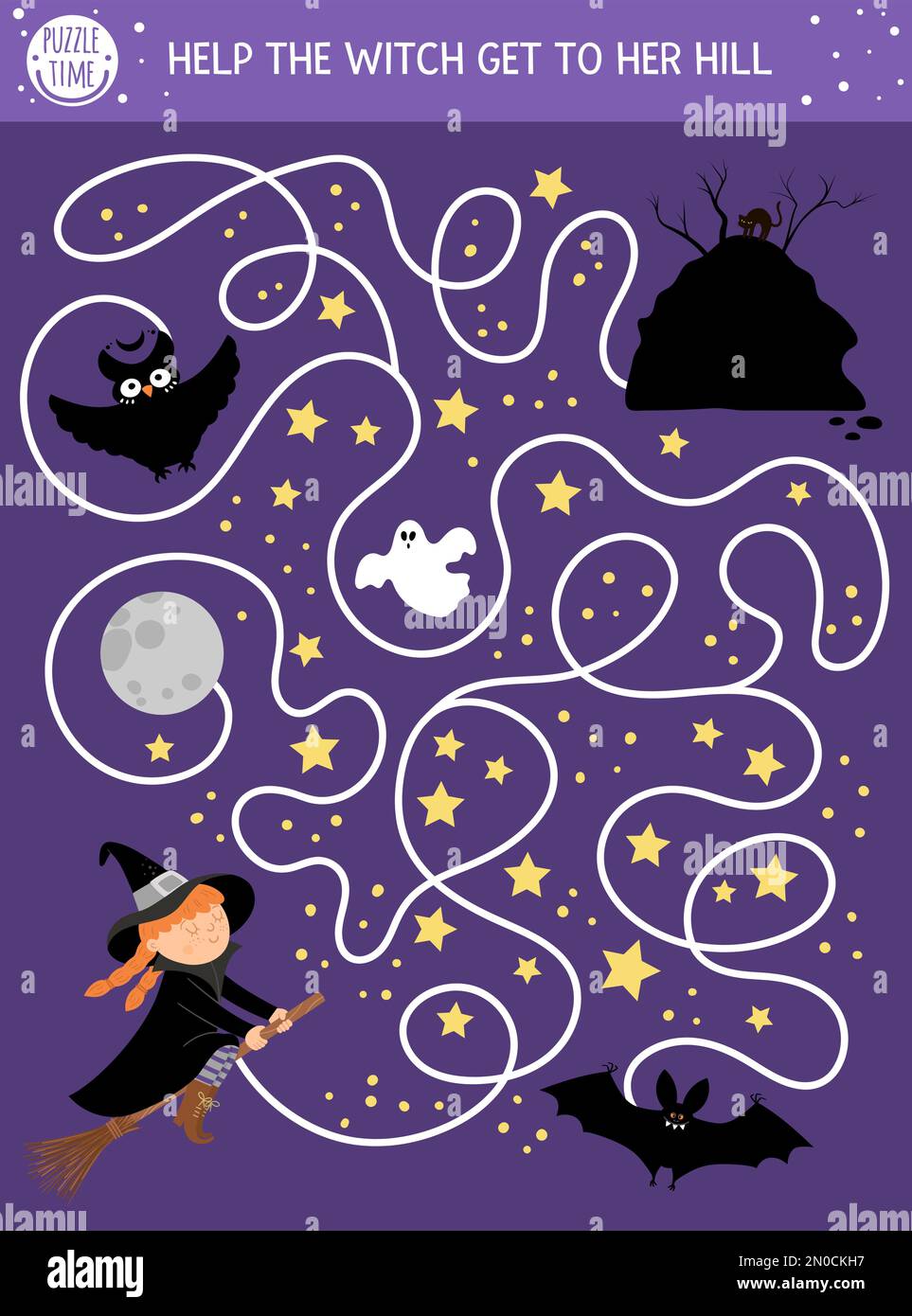 Halloween maze for children. Autumn preschool printable educational ...