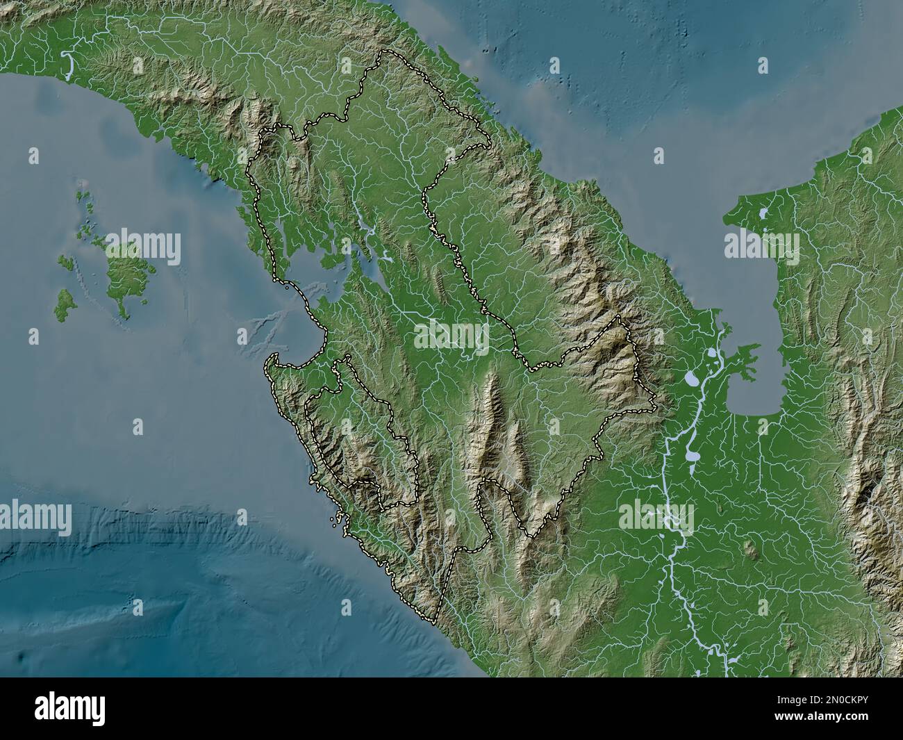 Darien, province of Panama. Elevation map colored in wiki style with ...