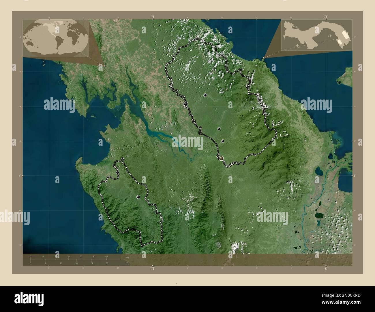 Embera, indigenous territory of Panama. High resolution satellite map ...