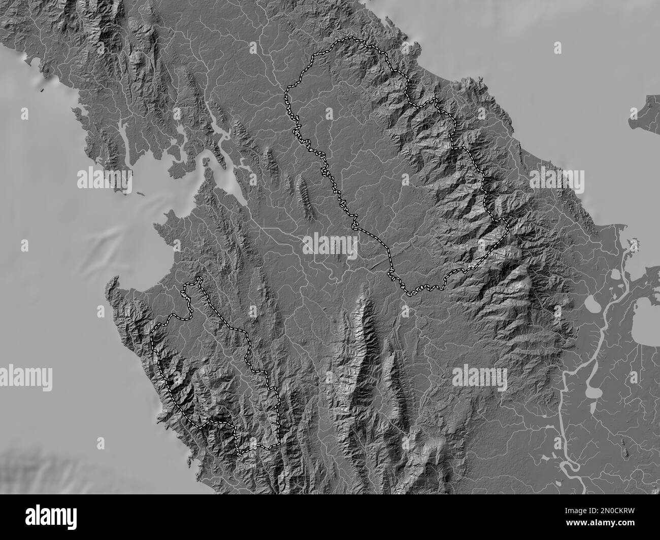 Embera, indigenous territory of Panama. Bilevel elevation map with ...