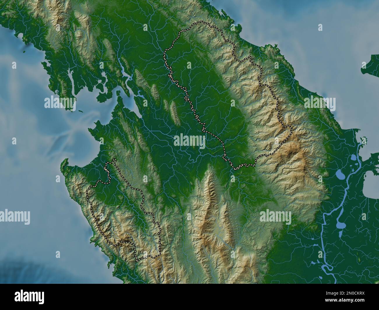 Embera, indigenous territory of Panama. Colored elevation map with ...