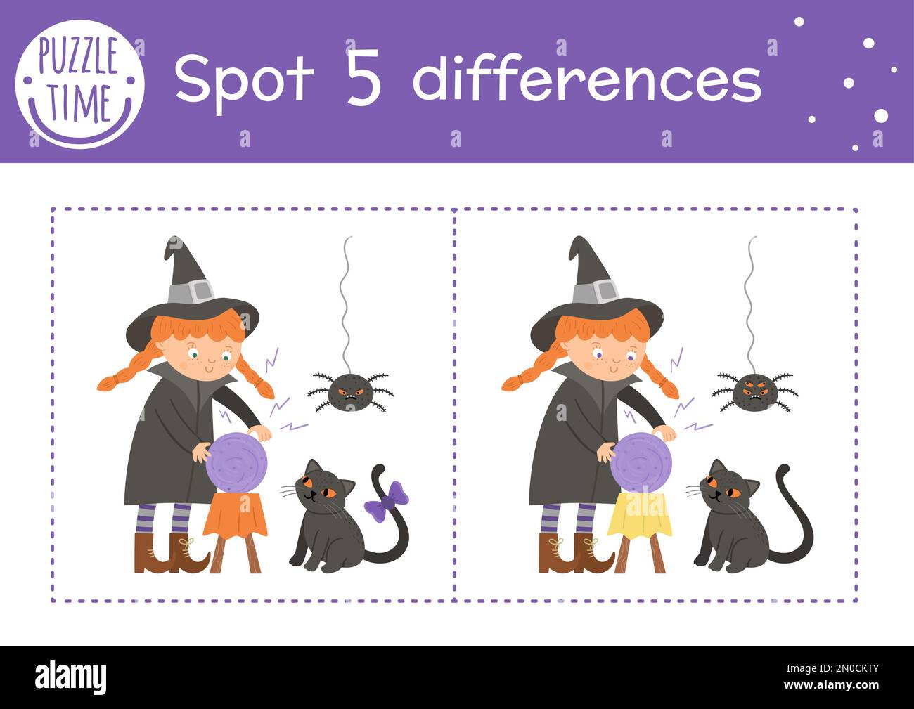 Halloween find differences game for children. Autumn educational ...