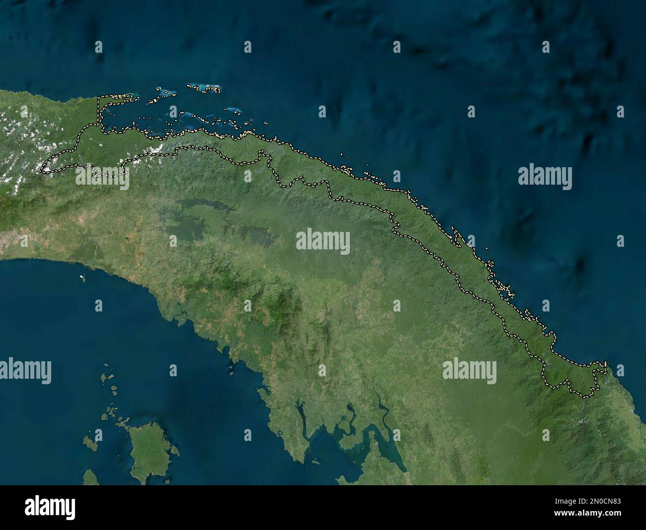 Kuna Yala, indigenous territory of Panama. Low resolution satellite map ...
