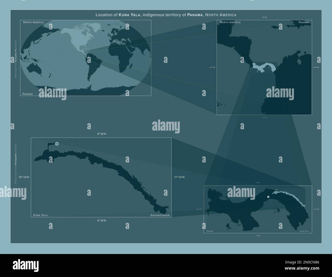 Kuna Yala, indigenous territory of Panama. Diagram showing the location ...