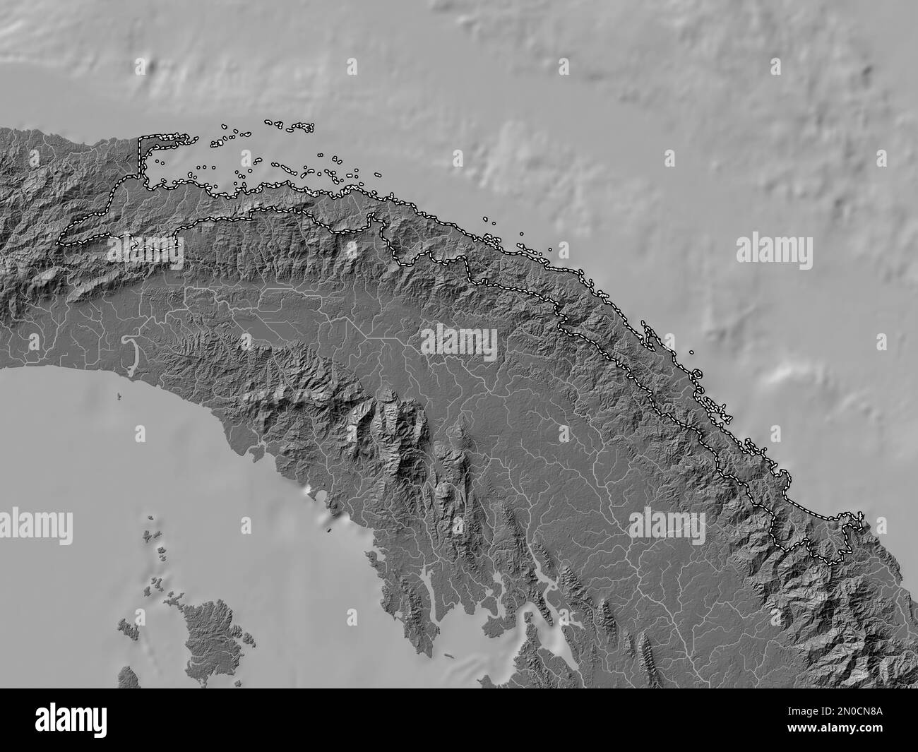 Kuna Yala, indigenous territory of Panama. Bilevel elevation map with ...