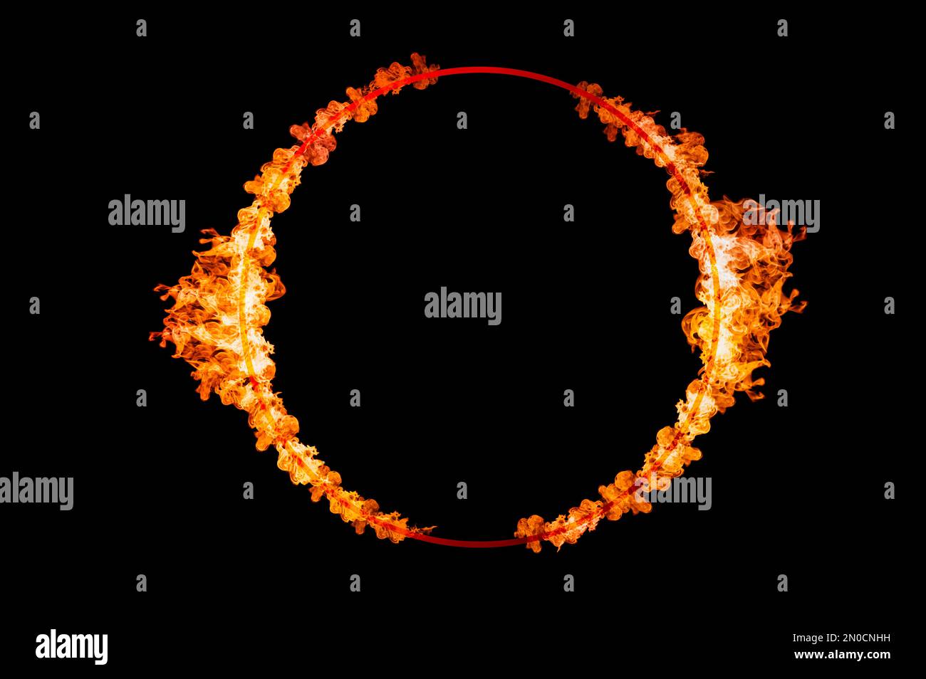 orange flame circle frame on black background Stock Photo - Alamy