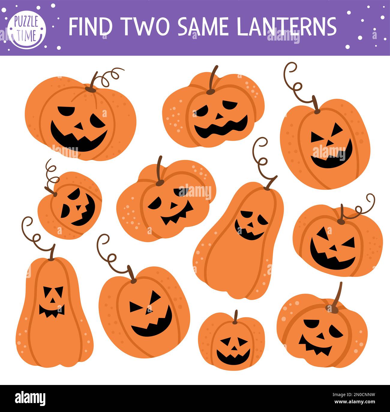 Find two same jack-o-lanterns. Halloween matching activity for children ...