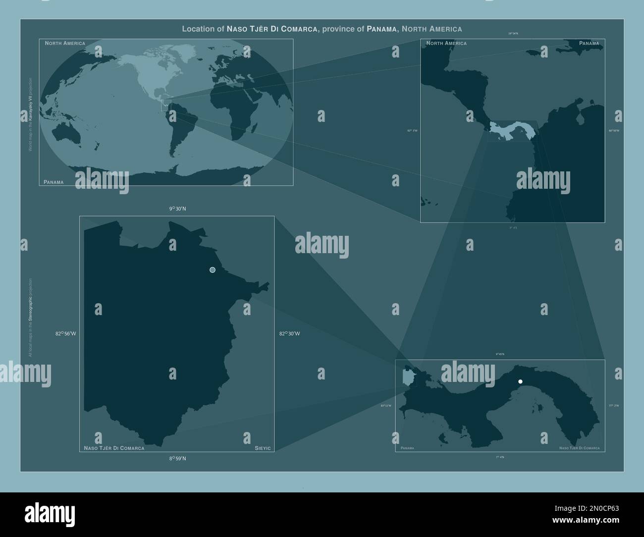 Naso Tjer Di Comarca, province of Panama. Diagram showing the location ...