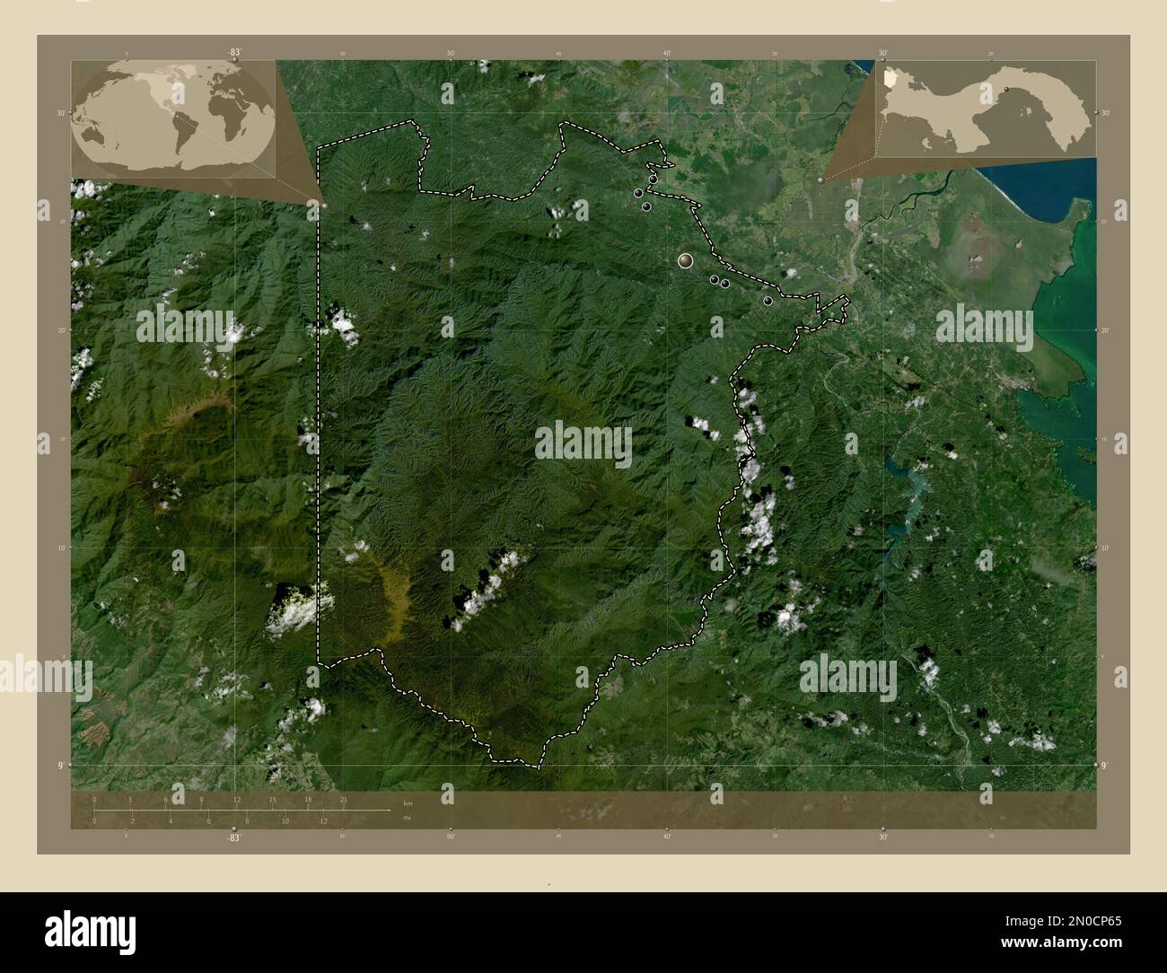 Naso Tjer Di Comarca, province of Panama. High resolution satellite map ...