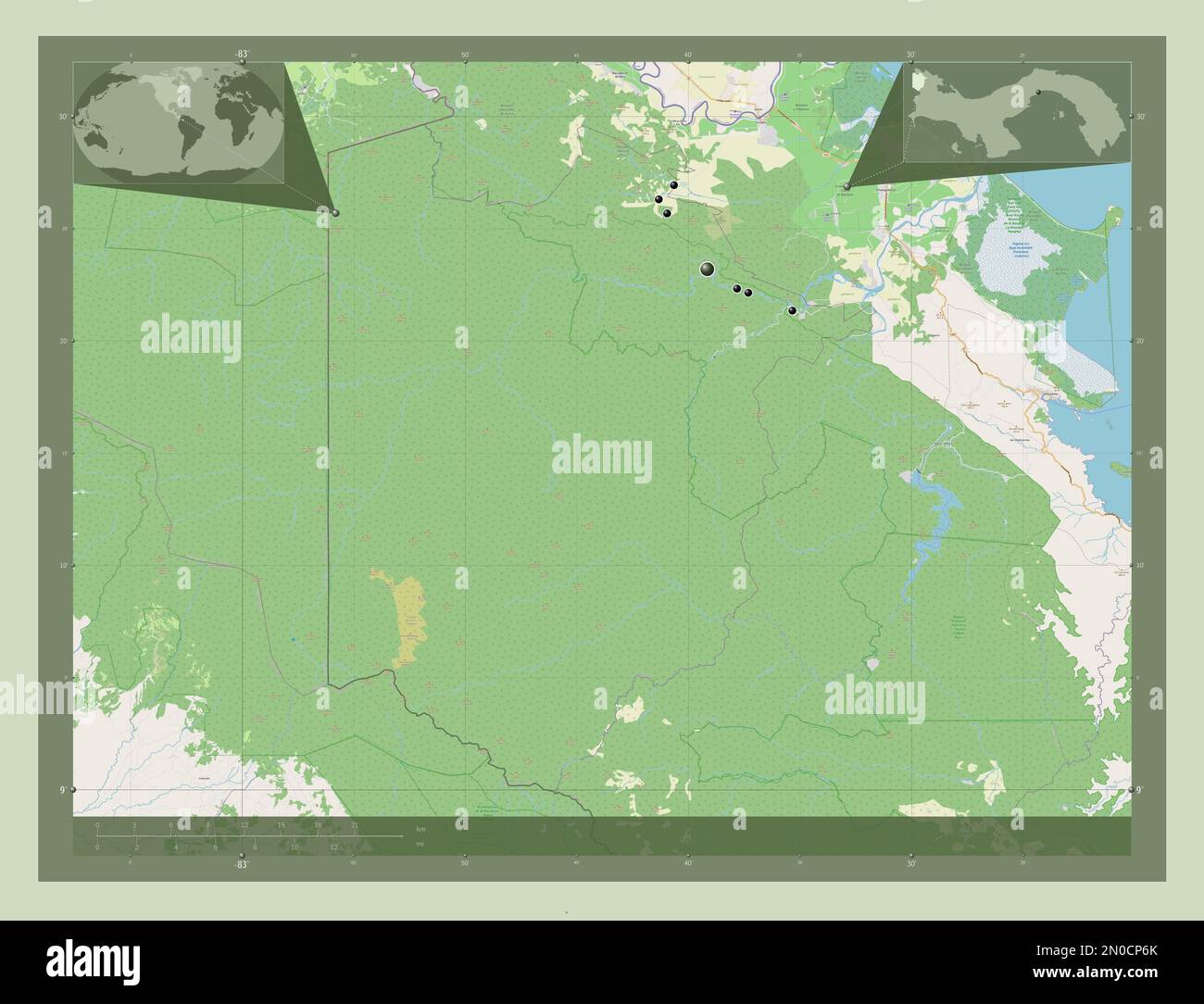 Naso Tjer Di Comarca, province of Panama. Open Street Map. Locations of ...