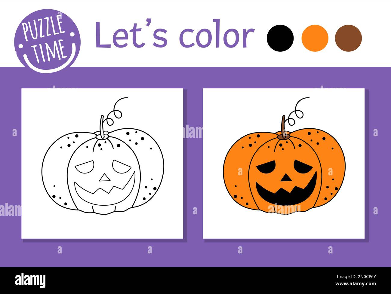 Halloween coloring page for children. Cute funny pumpkin lantern ...