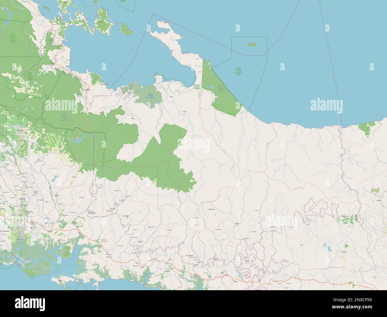 Ngobe Bugle, indigenous territory of Panama. Open Street Map Stock ...