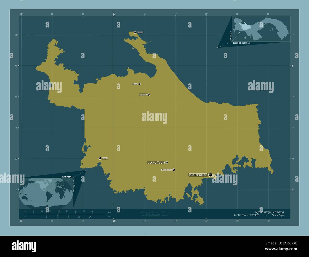 Ngobe Bugle, indigenous territory of Panama. Solid color shape ...