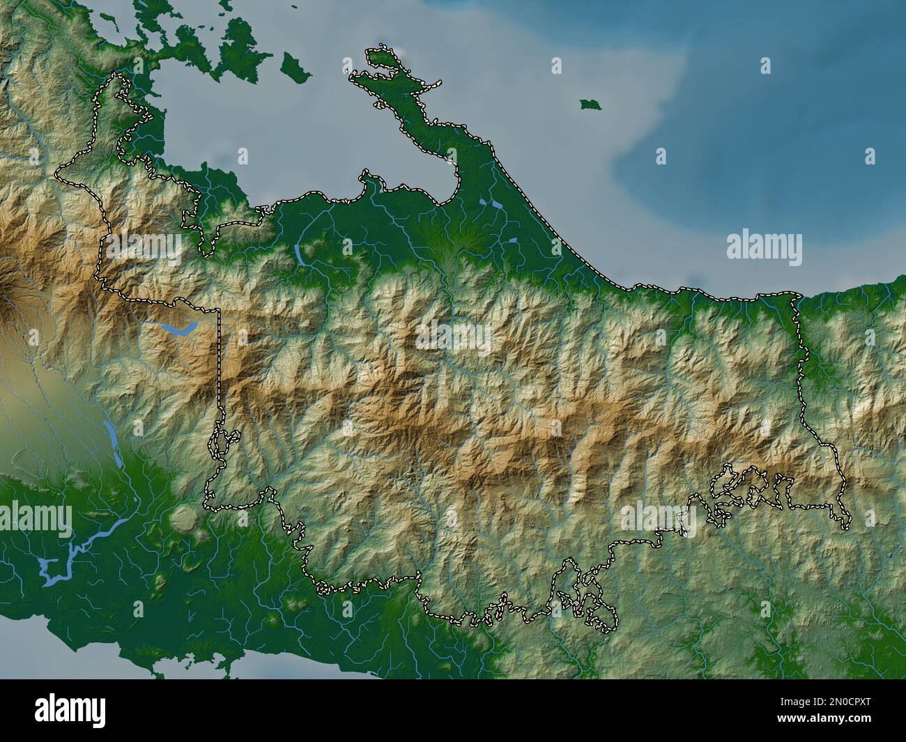 Ngobe Bugle, indigenous territory of Panama. Colored elevation map with ...