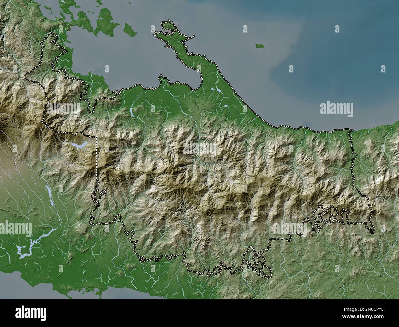 Ngobe Bugle, indigenous territory of Panama. Elevation map colored in ...