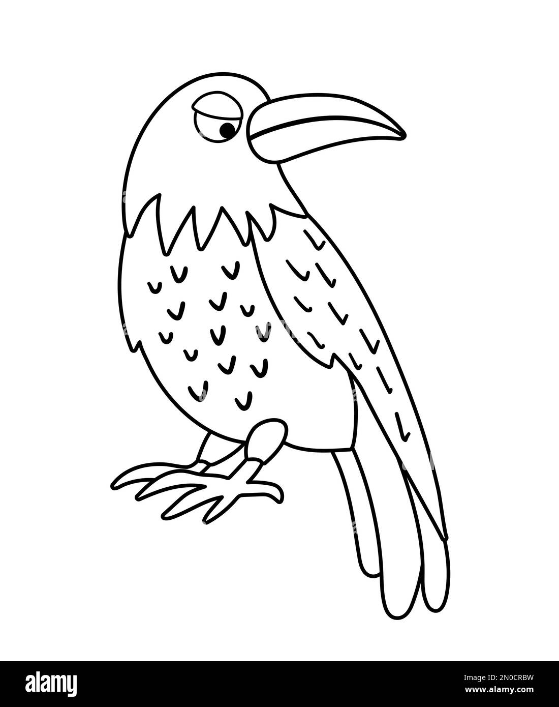 Vector raven outline. Halloween black and white icon. Funny autumn all ...
