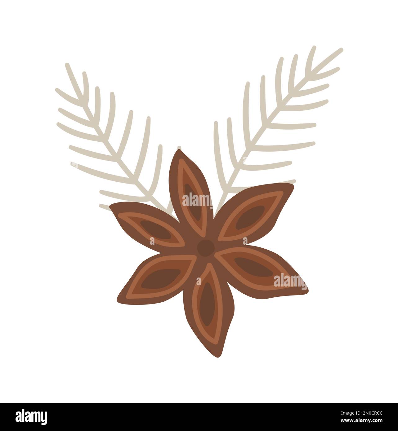 Vector anise illustration with silver Christmas tree twigs. Traditional ...
