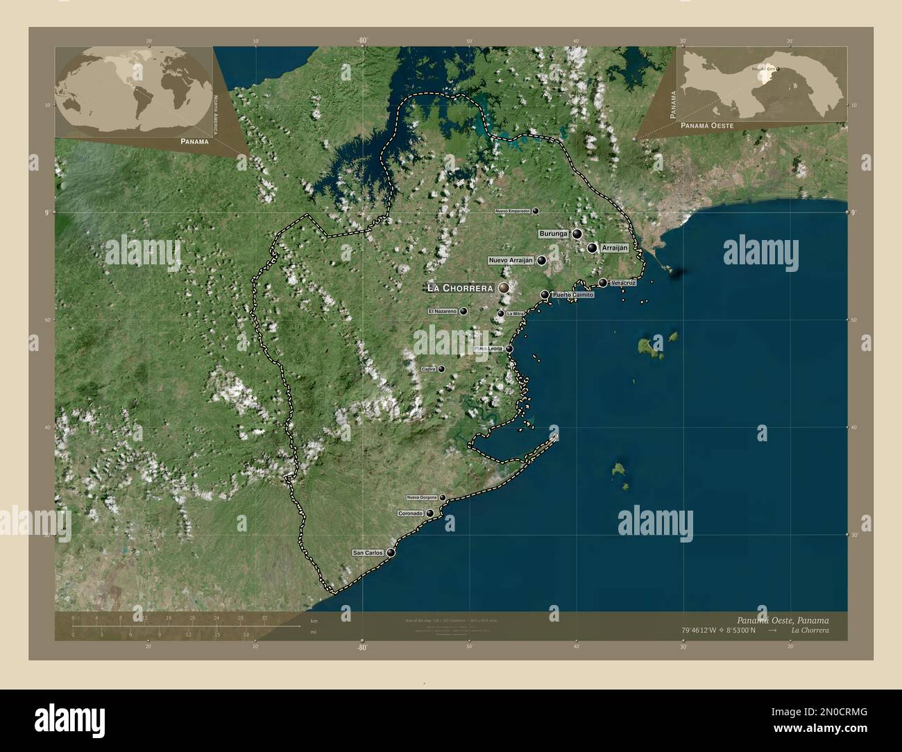 Panama Oeste, province of Panama. High resolution satellite map ...