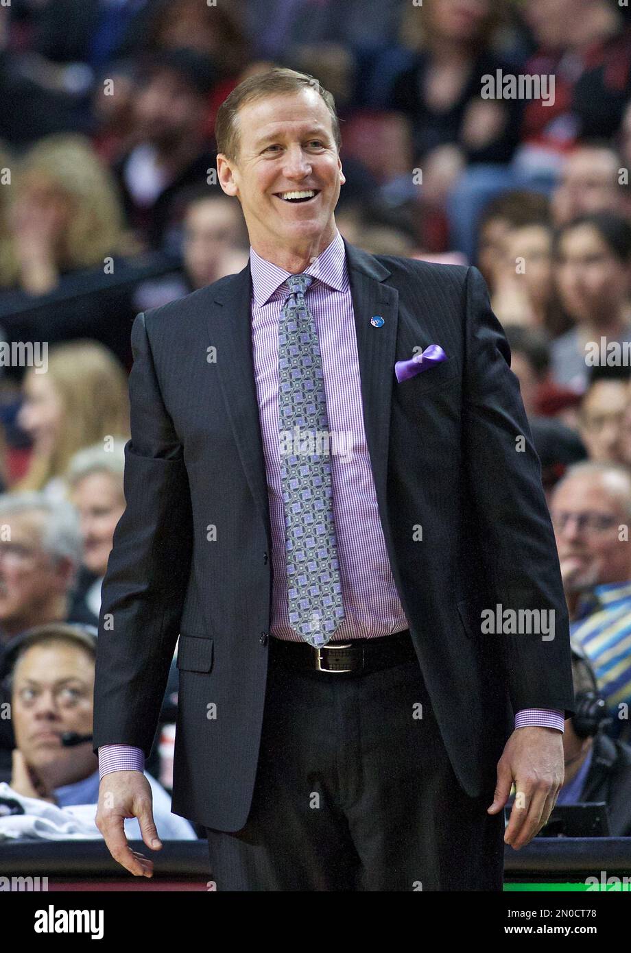Portland Trail Blazers head coach Terry Stotts smiles against the ...