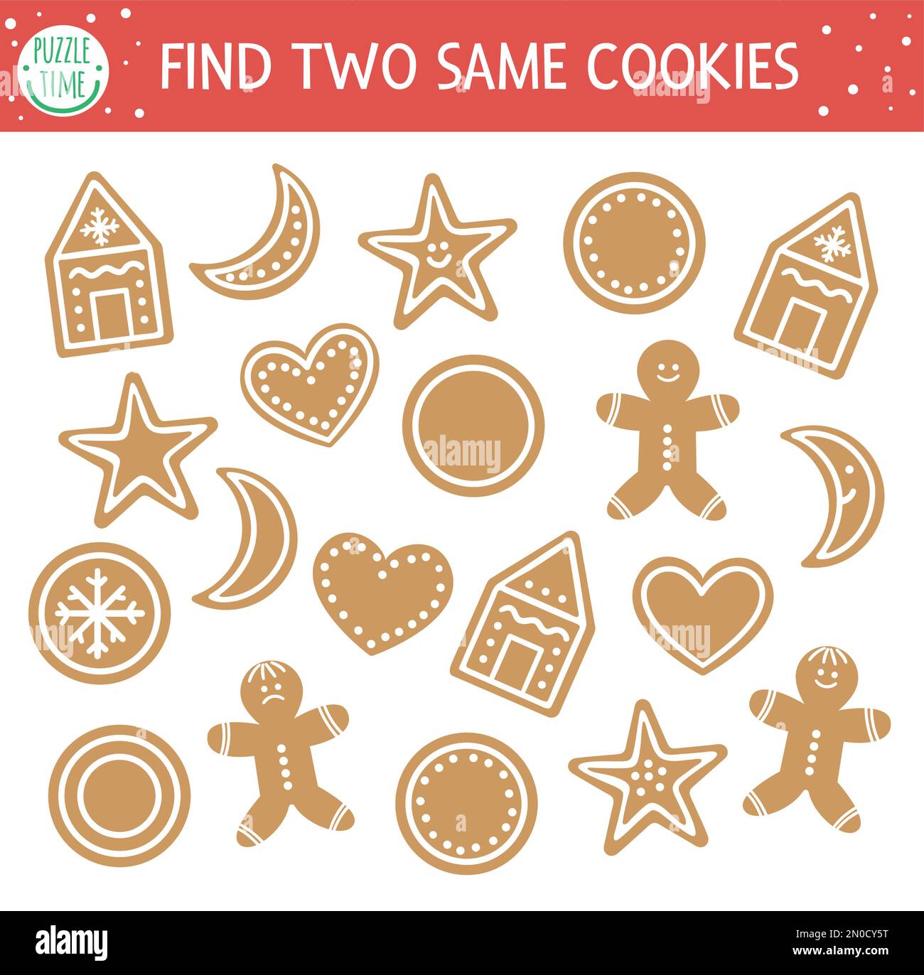 Find two same cookies. Christmas matching activity for children. Funny ...
