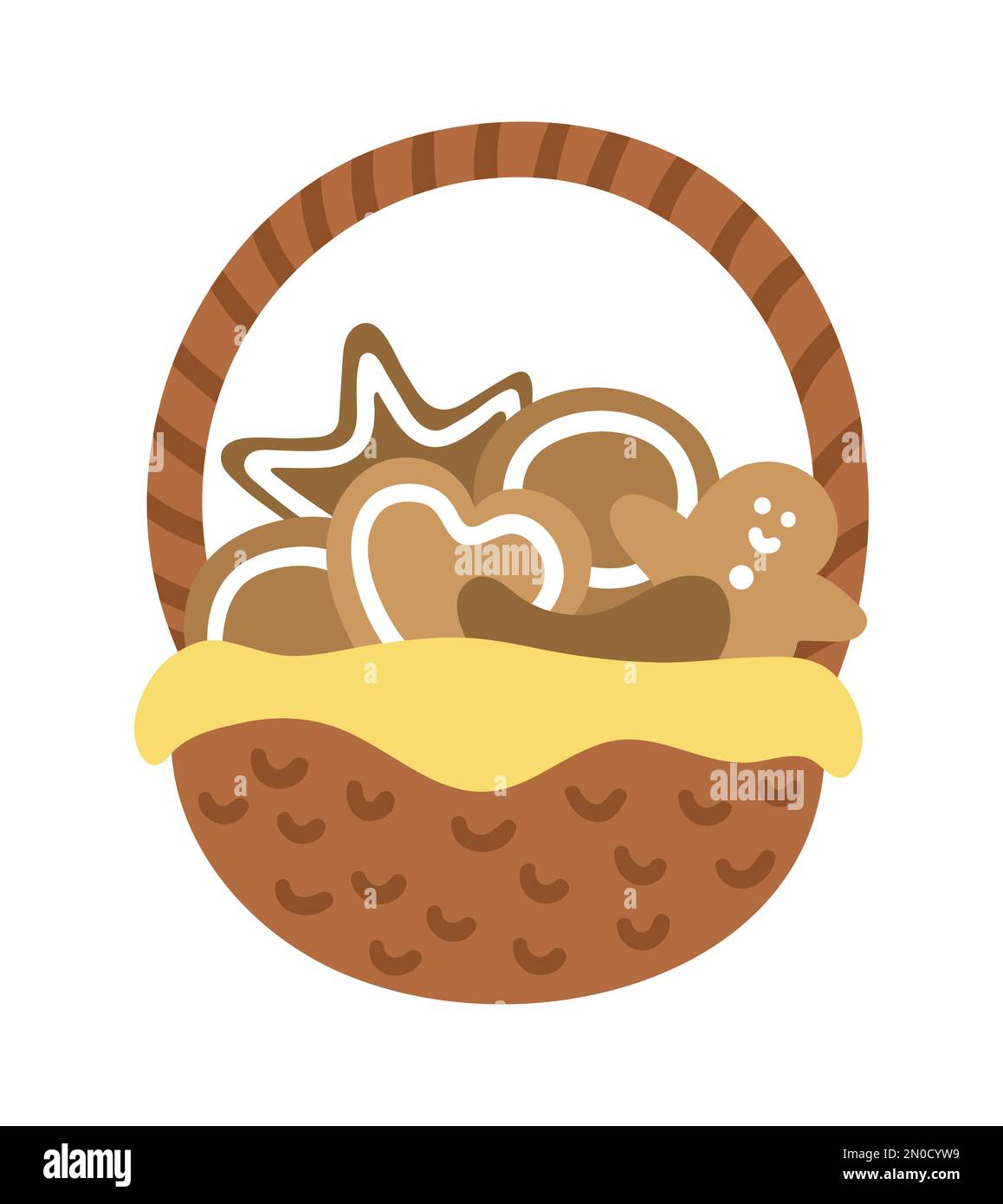Vector basket with decorated gingerbread isolated on white background ...