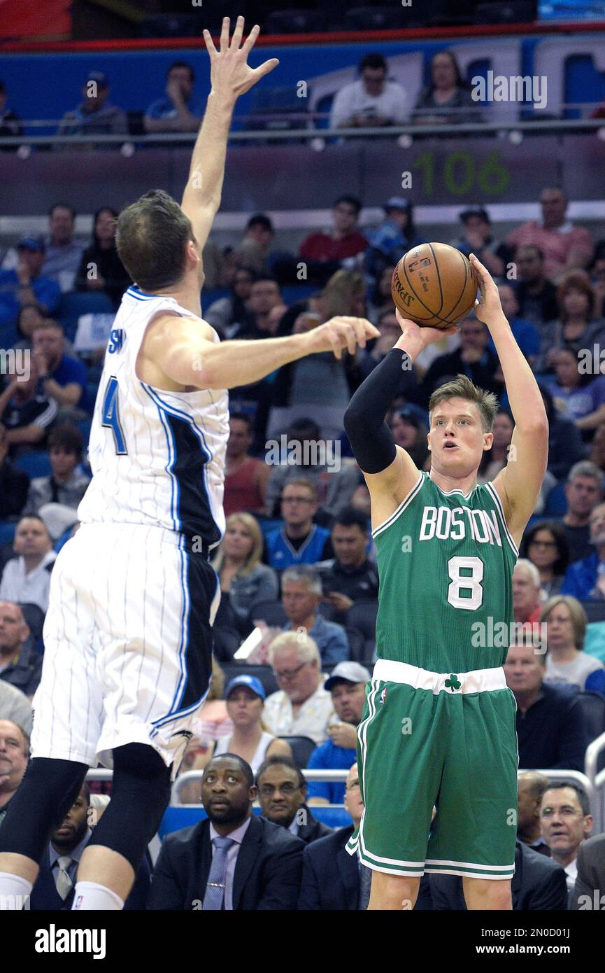 Boston Celtics forward Jonas Jerebko (8) puts up a three-point shot in ...