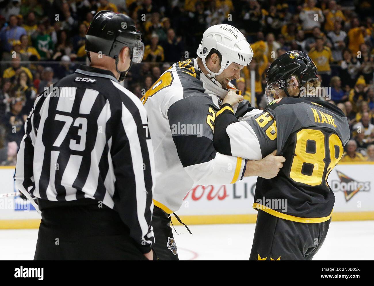 Pacific Division forward John Scott (28) and Central Division forward ...