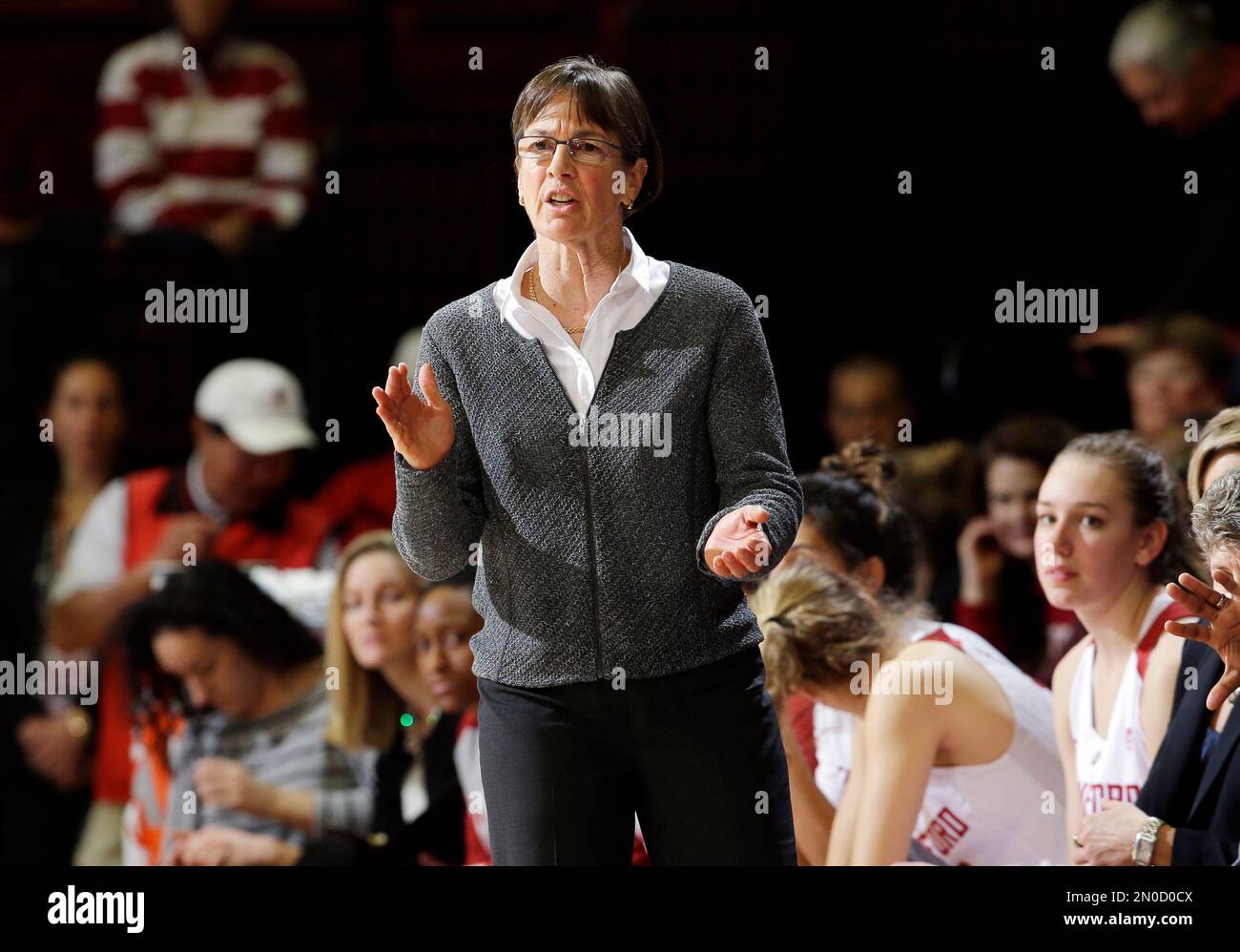 Stanford head coach Tara VanDerveer during an NCAA college basketball ...