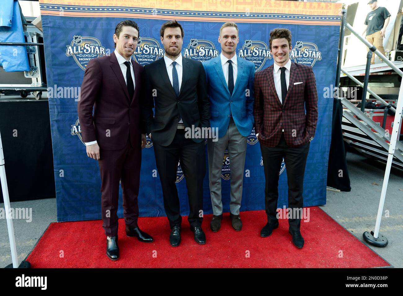 Nashville Predators players James Neal, left; Shea Weber, second from ...