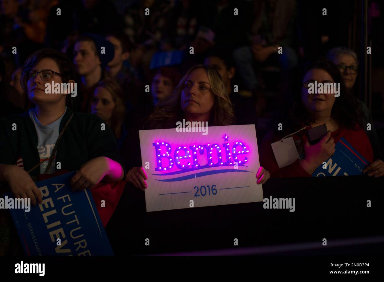 Amber Rahn, of Madison, Wis., holds a sign supporting Democratic ...