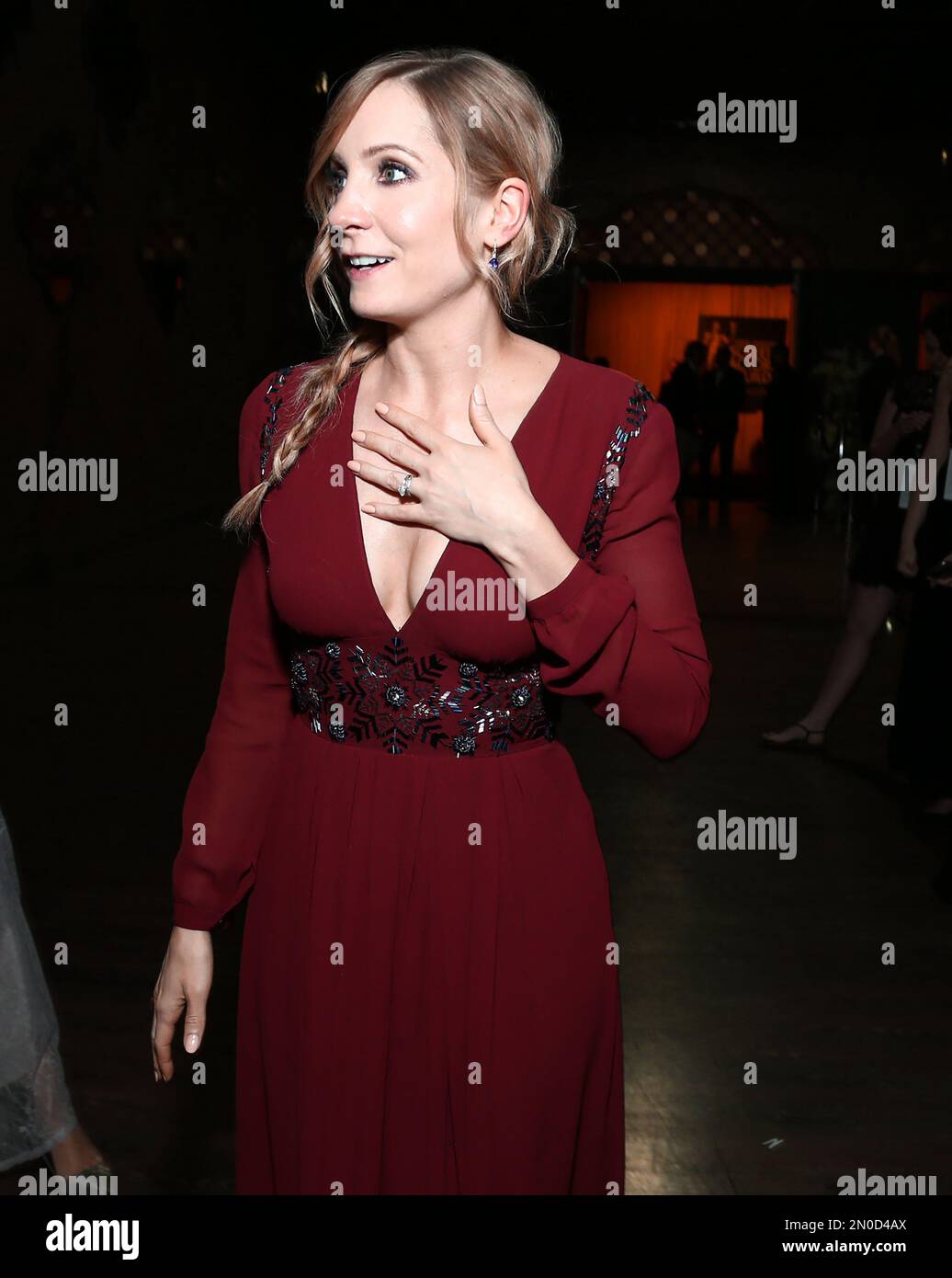 Joanne Froggatt is seen backstage after winning the award for ...