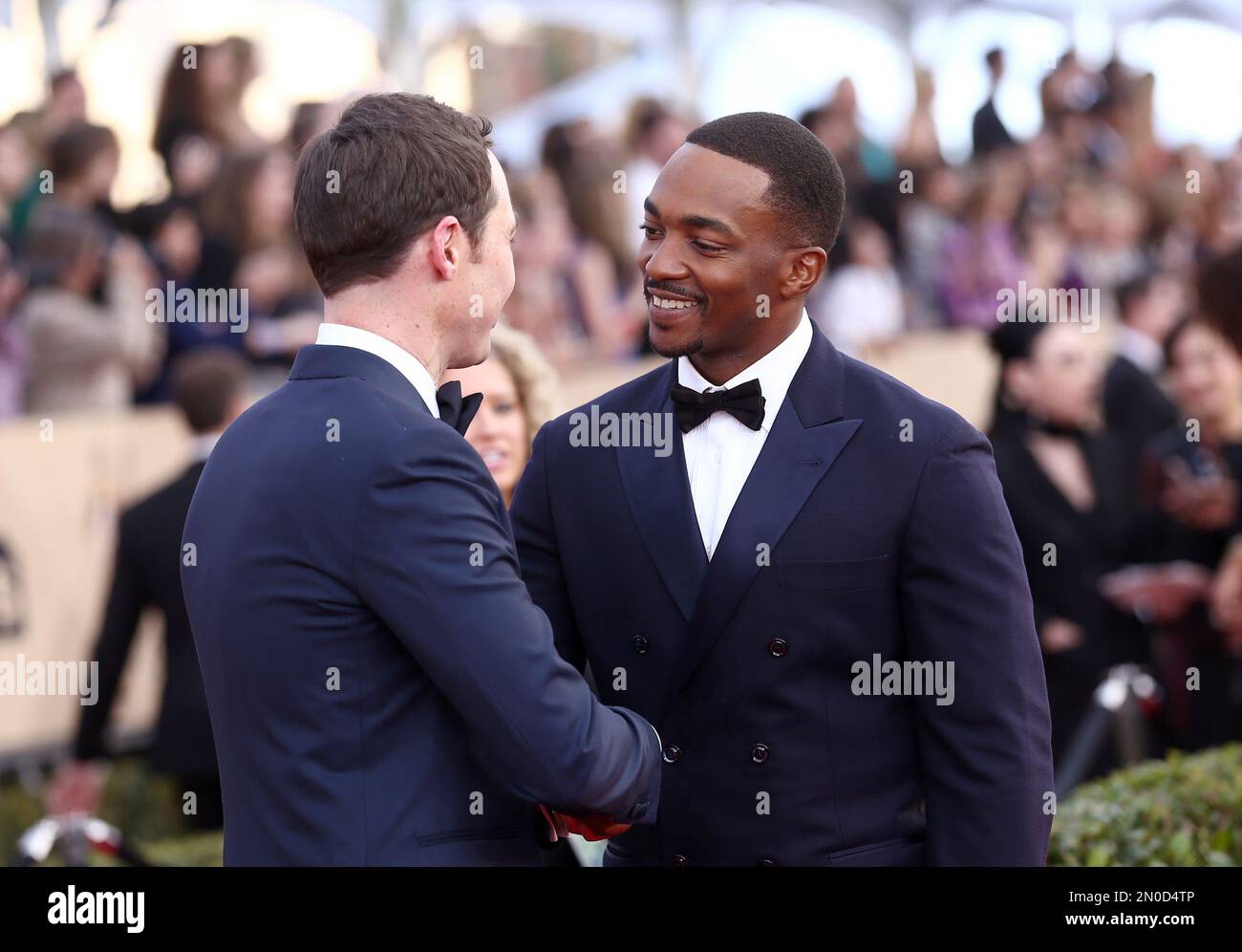 Jim Parsons, left, and Anthony Mackie arrive at the 22nd annual Screen ...